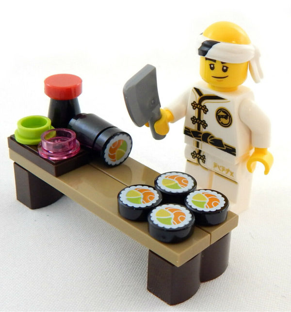 LEGO Sushi Chef Minifig - with sushi and table - The Minifig Club