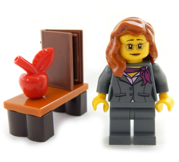LEGO Teacher Minifig - with desk, apple and book - The Minifig Club