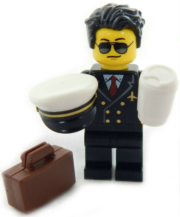LEGO Pilot Minifig - with briefcase and coffee - The Minifig Club