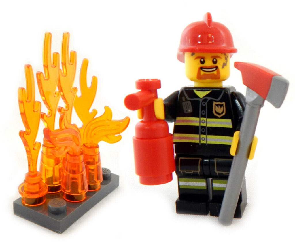 LEGO Fireman Minifig - with Axe and Fire - The Minifig Club