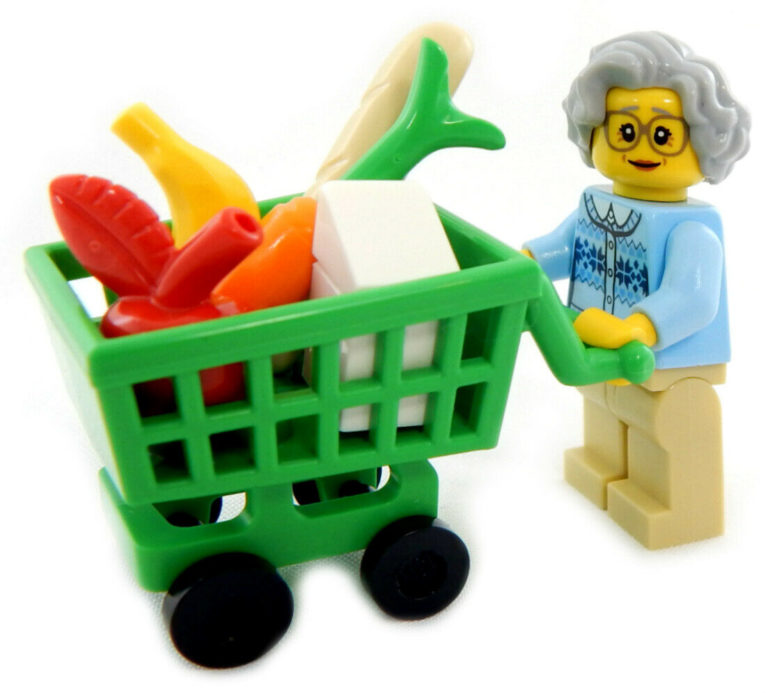 LEGO Grandma Minifig - with Shopping Cart - The Minifig Club