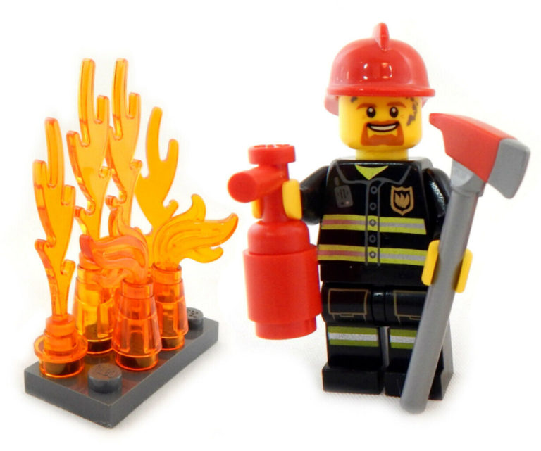 LEGO Firefighter Minifig With Fire - The Minifig Club